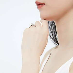 BERRICLE Sterling Silver Solitaire Wedding Engagement Rings 1 Carat Round Cubic Zirconia CZ Ring Set for Women, Rhodium Plated Size 8.5