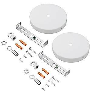 Aspen Creative 21510-22 Chandelier & Light Fixture Canopy Kit, 4-3/4" Diameter, 7/16" Center Hole, 2 Pack, Matte White