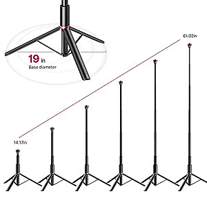 MT-54 Portable Adjustable 5ft Light Stand Tripod, Height 2ft to 5ft, Metal Stand for Small Photography Lights, Webcams, Cameras, 360º Rotating Mount, Aluminum Lightweight, with a Free Phone Mount