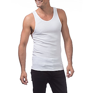 Pro Club Men's Premium Ringspun Cotton Ribbed A-Shirt (3-Pack), Snow White, Medium