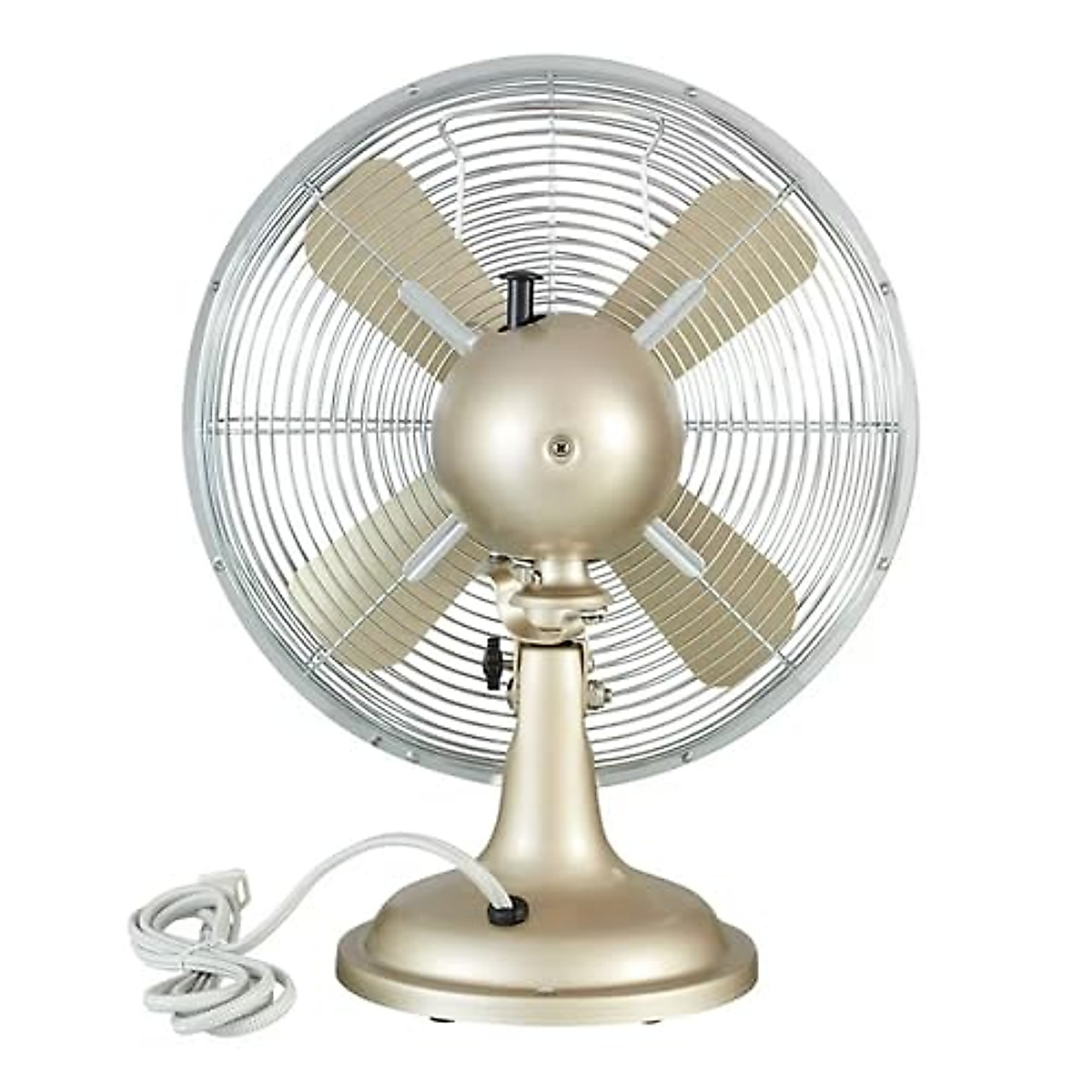 RUTIFY Vintage 12" Oscillation Table Fan - Brushed Nickel: 3-Speed & Tilted-Head Design for Retro Coolness!