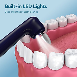 Jeyoe Teeth Polisher Stain Remover,Professional Dental Polisher with 5 Replacement Heads & Cleaning Modes,USB Rechargeable,Ipx6 Waterproof,Teeth Polisher Electric Professional for Adults &Kids Blue.