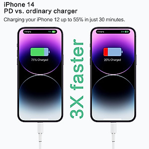 30W iPhone USB C Charger, 2 Pack USB C Wall Fast Charger Adapter with 2 Pack 6FT Type C to Lightning Cable for iPhone 14 13 12 11 Pro Max XR XS X,iPad