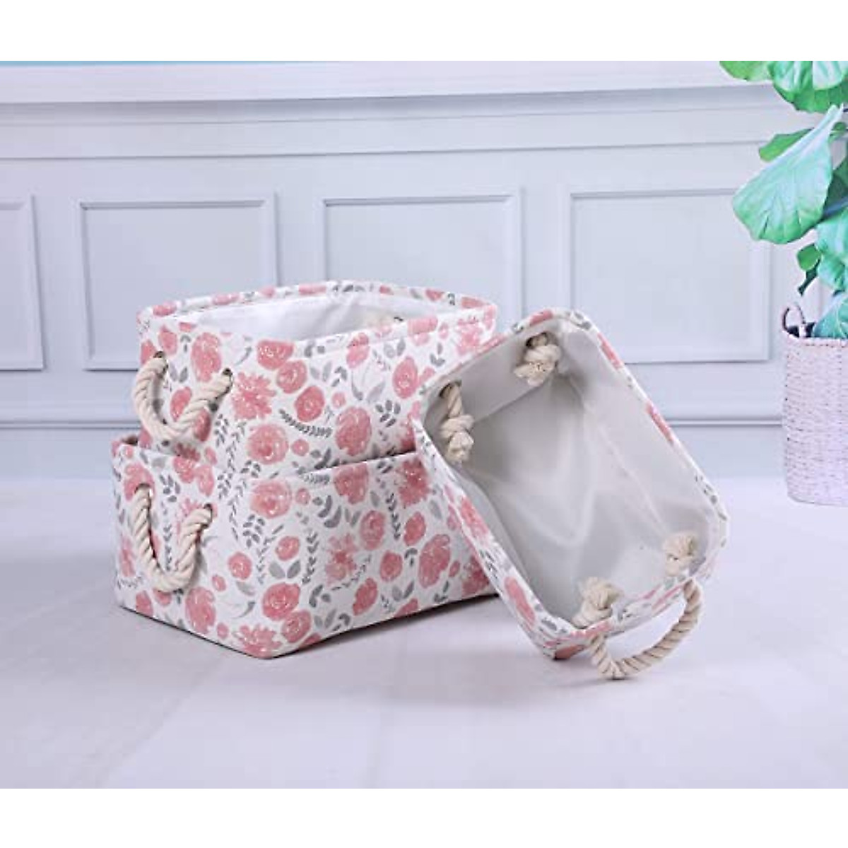 MAIZMZ Rectangular Storage Basket Collapsible Organizer Bin Thick Toy Box for Organizing Home/Dorm/Kitchen/Pet/Office/Closet/Shelf/Gift Baskets(rose)