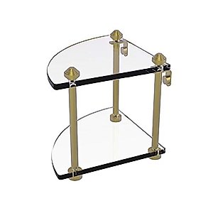 Allied Brass SB-3 Southbeach Collection Two Tier Corner Glass Shelf, Satin Brass