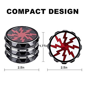 2.5" Aluminium Grinder with Clear Top, Best Gifts, Black and Red