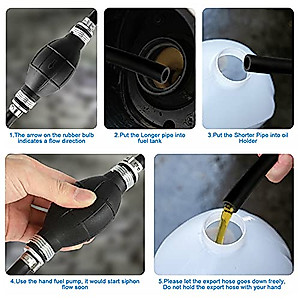 BARTOO Fuel Line Assembly,3/8in Nylon Braided Marine Fuel Hose Line Assembly with Primer Bulb for Marine Outboard Boat Motor RVs Tractors and Caravans,6FT