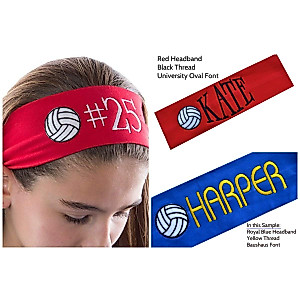 Funny Girl Designs Personalized Monogrammed Embroidered Volleyball Patch Cotton Stretch Headband