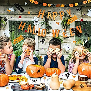 Keaziu 966PCS Halloween Table Confetti Happy Halloween Confetti Pumpkin Spider Cat Star Confetti Halloween Sequins Table Scatter for Halloween Table Decorations 30g