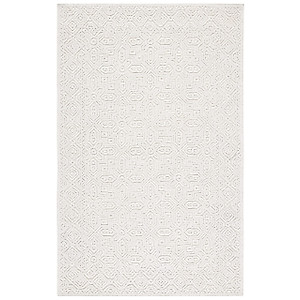 SAFAVIEH Textural Collection Area Rug - 5' x 8', Ivory, Handmade Wool, Ideal for High Traffic Areas in Living Room, Bedroom (TXT101A)