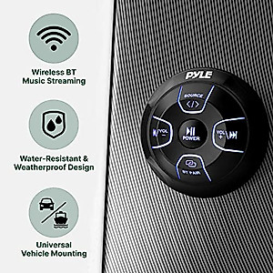 Pyle Amplified Wireless BT Audio Controller - 300 Watt Waterproof Rated Marine Receiver Remote Control for Car, Truck, Boat, 4x4, PowerSport Vehicles, Full Range Stereo Sound Reproduction -PLMRBT20