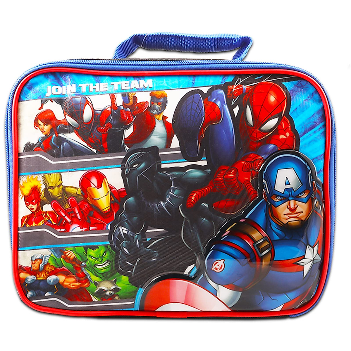 Marvel Avengers Backpack and Lunch Box Set for Kids - Bundle with Superhero Backpack and Lunch Bag Plus Spiderman Stickers and More (Superhero Backpacks for Boys)