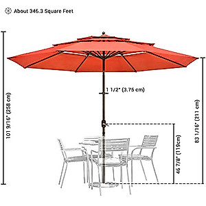 Yescom 11ft 3 Tier UV70+ Push Tilt Patio Umbrella Crank Handle Outdoor Yard House Pool Garden Deck Table Orange