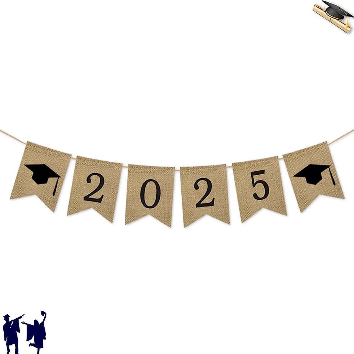SWYOUN 2023 Burlap Graduation Party Banner Classroom Decoration Grad Party Supplies