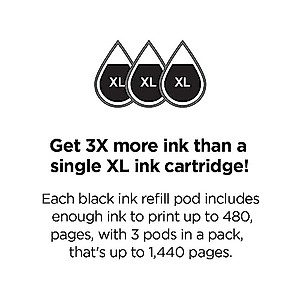 LD InkPods Ink Cartridge Replacement for HP 64XL High Yield (Black, 3-Pack with OEM Printhead) for Envy 6220, 6230, 6232, 6252, 6255, 6258, 7120, 7130, 7132, 7164, 7800, 7820, 7830, 7855, 7858, 7864