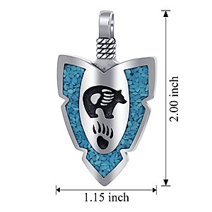 Arrowhead Turquoise Gemstone Bear Claw Southwestern Style 925 Sterling Silver Pendant for Women