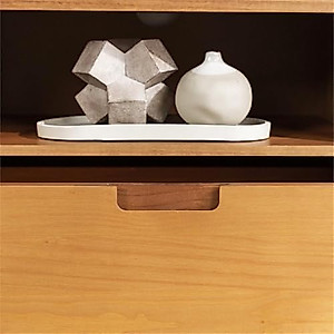 Walker Edison Millie Mid Century Modern 3 Drawer Solid Wood Low Stand for TVs up to 80 Inches, 70 Inch, Caramel