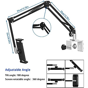 Tablet Stand for Bed, Adjustable and Foldable Tablet Stand Holder with 360 Degree Rotation for 4.7-10.5 inch iPhone Ipad Cellphone Tablet