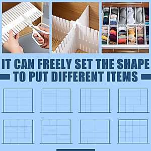 Blosssound 15Pcs Drawer Divider Adjustable Drawer Organizer 15 x 5.12, Deep, DIY Storage Organizer Separator with Fixed Buckle for Socks, Underwear, Makeup, Kitchen, Bedroom, Dresser