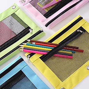 Generic Pencil Pouch for 3 Ring Binder, Binder Pencil Pouch, 3 Ring Pencil Pouch, Zippered Pencil Pouch Pencil Case, Multifunctional Pen Bag Organizer Storage Bag (Black)