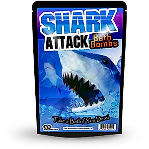 Shark Attack Bath Bombs - Cool Bath Bombs for Kids - Fun Bath Fizzers for Boys - XL Black and Blue Bath Bombs