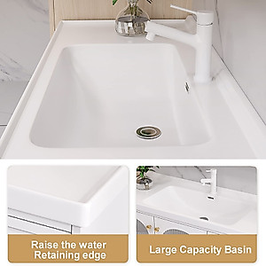 Wall Mounted Bathroom Vanity with Sink Combo,Bathroom Vanity Set with Basin & Storage Cabinet ,Bath Cabinet with Ceramic Sink Including Pull-out Faucet, Mirror Cabinet ( Size : 81x50x53cm/31.9x19.7x20