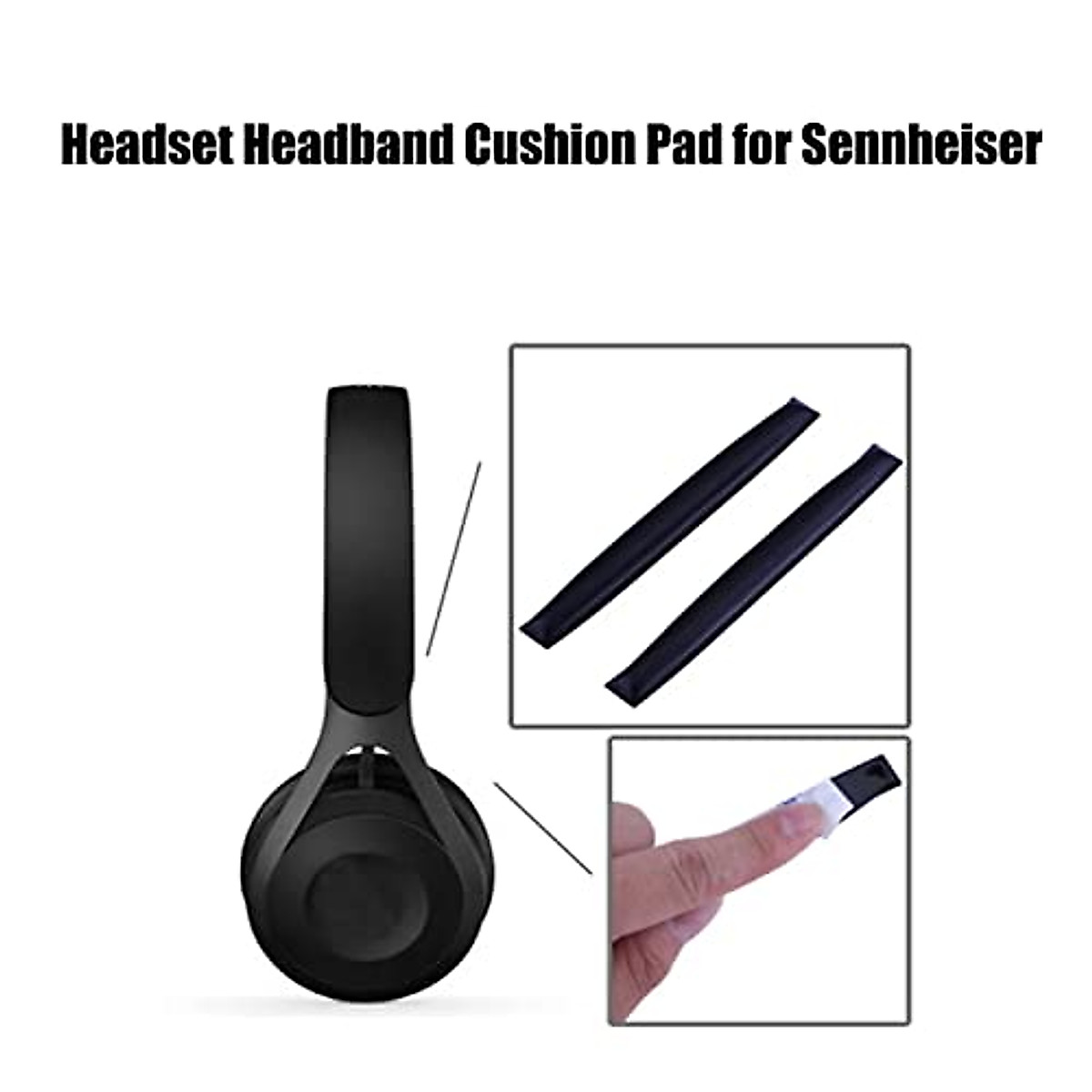 Headset Headband Cushion Pad for Sennheiser, 2 Pcs Replacement Headset Headband Cover for Sennheiser HD25 PC150 PC151 PC155 Over Ear Headset, Easy Installation (Black)