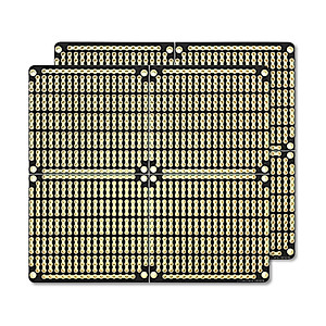 ElectroCookie PCB Prototype Board, Snappable Strip Board with Power Rails for Electronics Projects Compatible for DIY Arduino Soldering Projects, Gold-Plated, 3.8"x3.5" (2 Pack, Matte Black)
