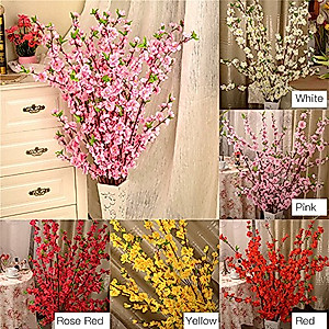 Londegeri 5 Yellow Pink Peach Blossom Artificial Flowers Fake Flower Simulation Flower Table Decoration Accessories Party Beach Theme Decorations Home Hotel Office Wedding Party Garden Decor