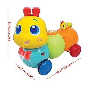 KiddoLab Crawling Caterpillar Baby Toy - Apple-Shaped Remote Control with Easy-Press Buttons- Plays 10 Children's Nursery Rhymes - Musical Toys for Toddlers