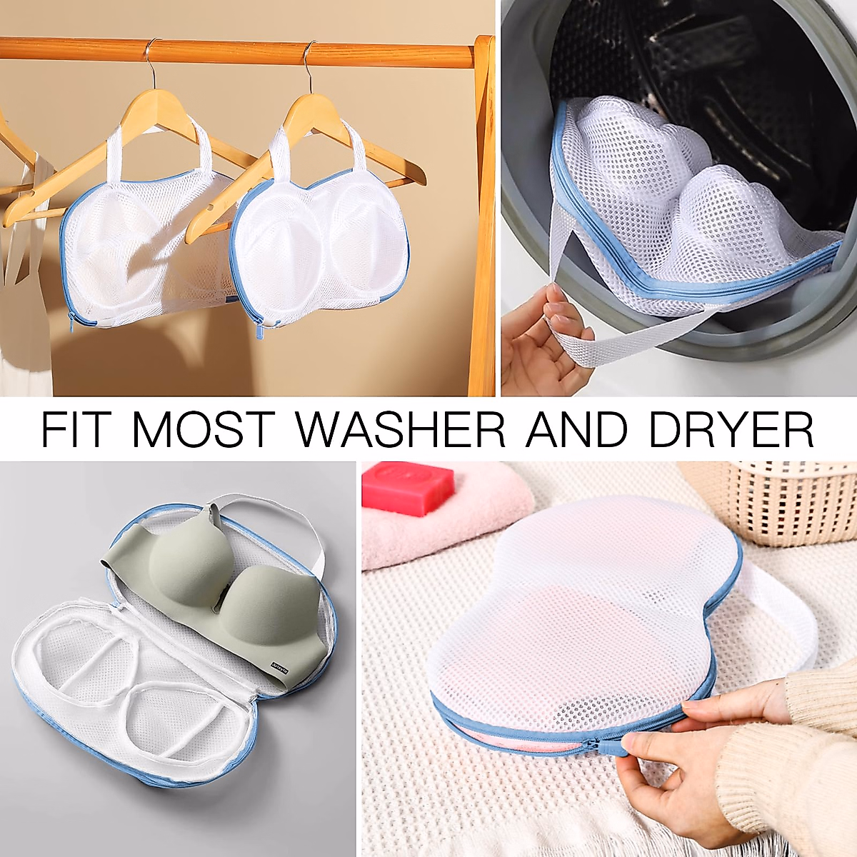 Bra Washing Bags for Laundry, 5 Pcs Bra Laundry Bags for Washing Machine and 5 Pcs Honeycomb Mesh Laundry Bags, Lingerie Bags for Washing Delicates, Bra Washer Protector for Laundry