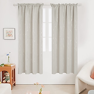 Deconovo Room Darkening with Rod Pocket Blackout Curtains - Gifts for Mom, Beige Curtains, Energy Efficient Drapes, Home Decor for Living Room, Set of 2 Panels (W52 x L72 Inch, Beige)