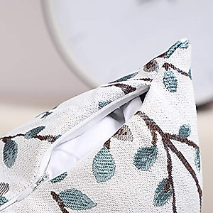 Basic Model Set of 2 Jacquard Throw Pillow Covers Leaf Decorative Pillowcase Square Cushion Cover for Couch Sofa, 18x18 Inch