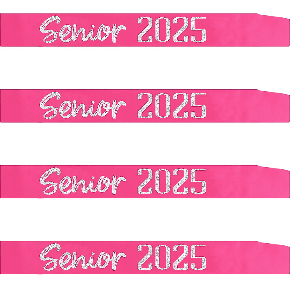 4Pcs Hot Pink Senior Sash 2025 Satin with Silver Glitter Letters - Senior Cheerleader 2025 Sash - 2025 Graduation Celebrations Sashes - Senior Cheer Sash - Class Competition Sashes - Hot Pink Silver