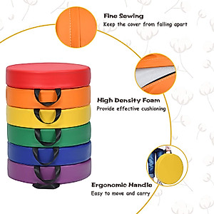 Costzon 6-Piece 15 inch Kids Floor Cushion, 3" Thick Waterproof Daycare Foam Cushion w/Handle, Soft Flexible Seating for Classroom, Home, School, Kindergarten or Nursery