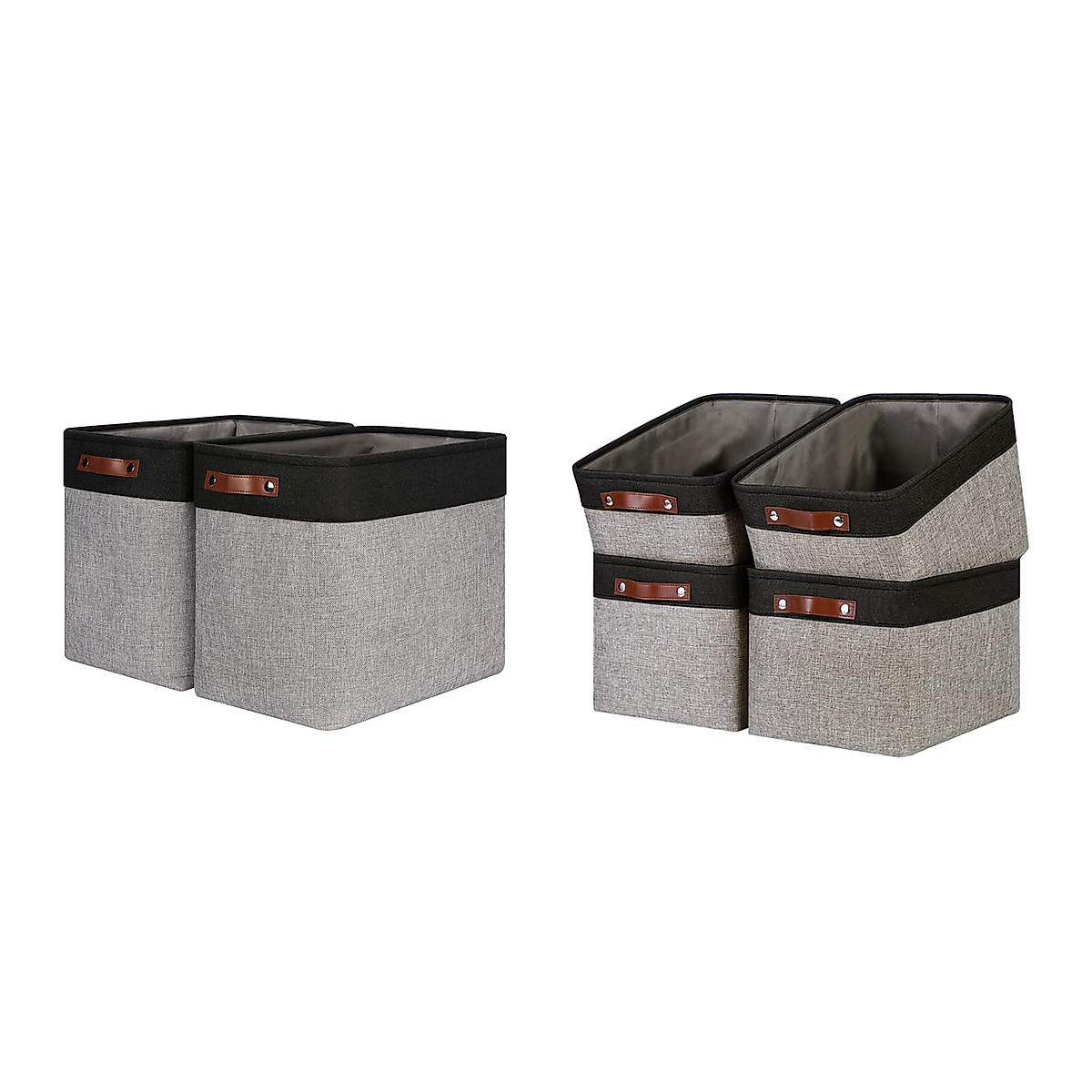 Ecegeva 17 Inch & 15 Inch Storage Canvas Basket for organizing Closet|Fabric Storage Baskets for organizing for Toys, Towels, Laundry, Nursery, Collapsible Clothes Fabric basket Empty With Handles(Bl