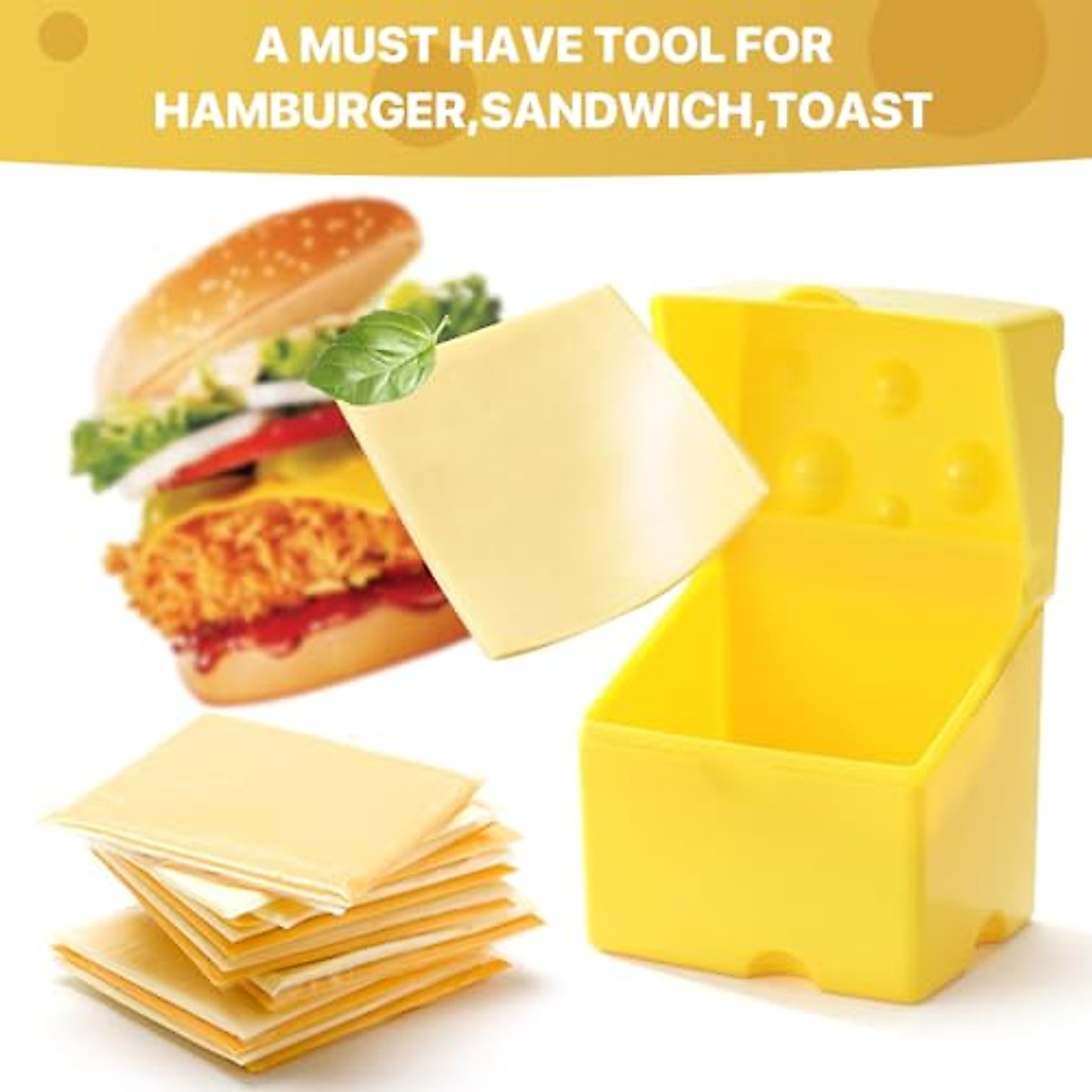 Sliced Cheese Container for Fridge,Plastic Slice Cheese Container with lid,Sliced Cheese Saver Keeper,Butter Block Cheese Slice Storage Box,Dishwasher-Safe,BPA Free – Keeps Cheese Fresh (1pc)