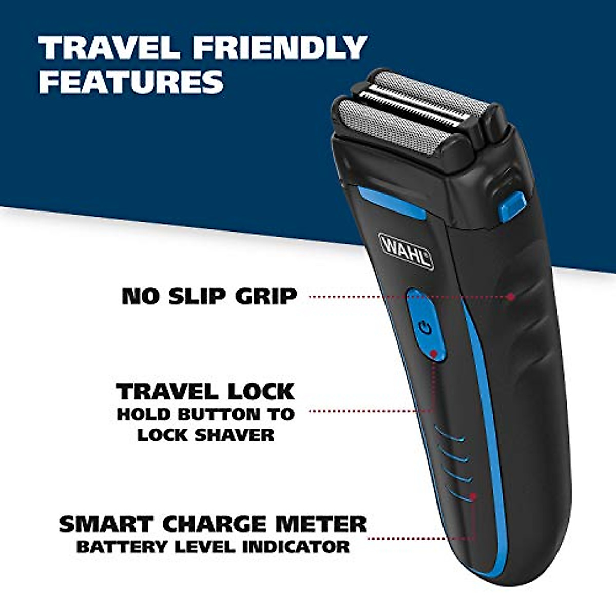 Wahl Groomsman Electric Shaver Rechargeable Wet/Dry Waterproof Electric Razor for Cordless Men's Shaving & Grooming - Lithium Ion with Long Run Time & Quick Charge – Model 7063