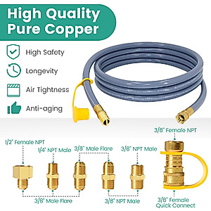 5369 Propane to Natural Gas Conversion Kit, For Weber,Blackstone 28" &36 ",Pizza Oven,Fire Pit, Generator, Patio Heater,etc.12FT 3/8" ID Natural Gas Hose with Quick Connect
