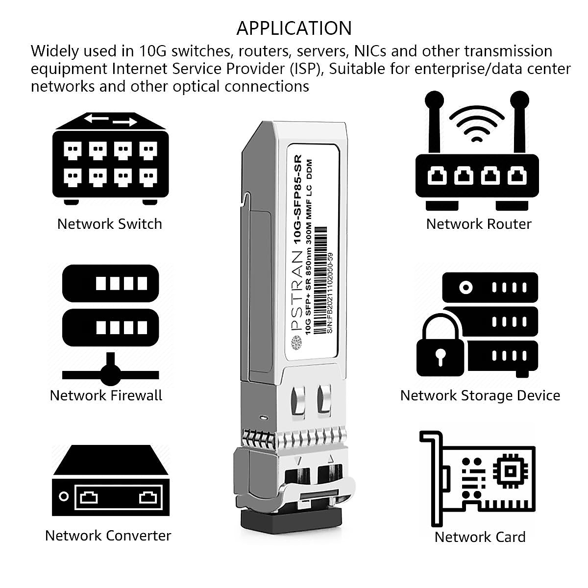 OPSTRAN 10GBASE-SR SFP+ Optical Transceiver Module Compatible with Intel E10GSFPSR 850nm 300m DDM Duplex LC MMF