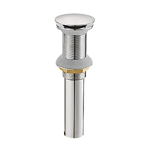 BWE Chrome Pop Up Sink Drain Fits Bathroom Standard Sink Hole 1-1/2" to 1-3/4"Bathroom Faucet Vessel Vanity Sink Drain Stopper Without Overflow