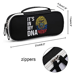 It's in My DNA Ecuador Flag Printed Pencil Case Bag Stationery Pouch with Handle Portable Makeup Bag Desk Organizer