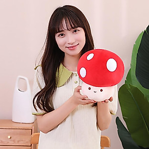 SNOWOLF Cute Mushroom Plush Toy 3D Soft Red Mushroom Plushie Pillow Kawaii Squishy Doll Stuffed Hugging Pillows Gift for Girls Kids Women Decor Christmas Valentines Party, 9.8inch