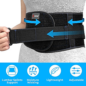 ZOYER USA Recovery Back Brace w/ Lumbar Support, Quad-Spring Stabilizers, Chronic Pain Relief, Sciatica, Posture Corrector, Customizable Tension, S/M