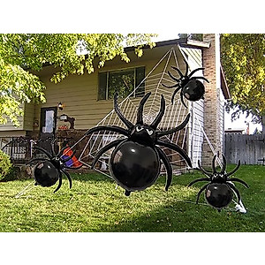 12PCS Halloween Black Spider balloons - 32.5“ Giant and 17.2” Small Spiders Foil Balloon for Halloween Decoration Day of Death New Year Birthday Spooky Party Supplier