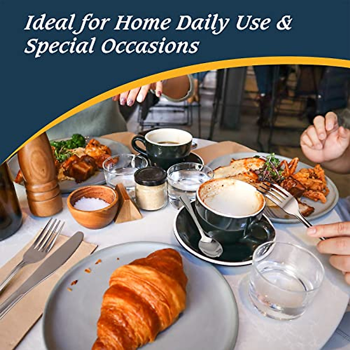 Silverware Set, Meythway Silverware Set 40 Pieces Service for 8, Stainless Steel Flatware Set with Spoons, Knives & Forks, Mirror Polished