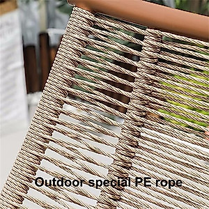 JHKZUDG Outdoor PE Gel Rope Rocking Chair, Patio PE Rope Rocker Chair with High-Back & Metal Frame, All-Weather Rocking Lawn Furniture, for Garden Backyard Porch