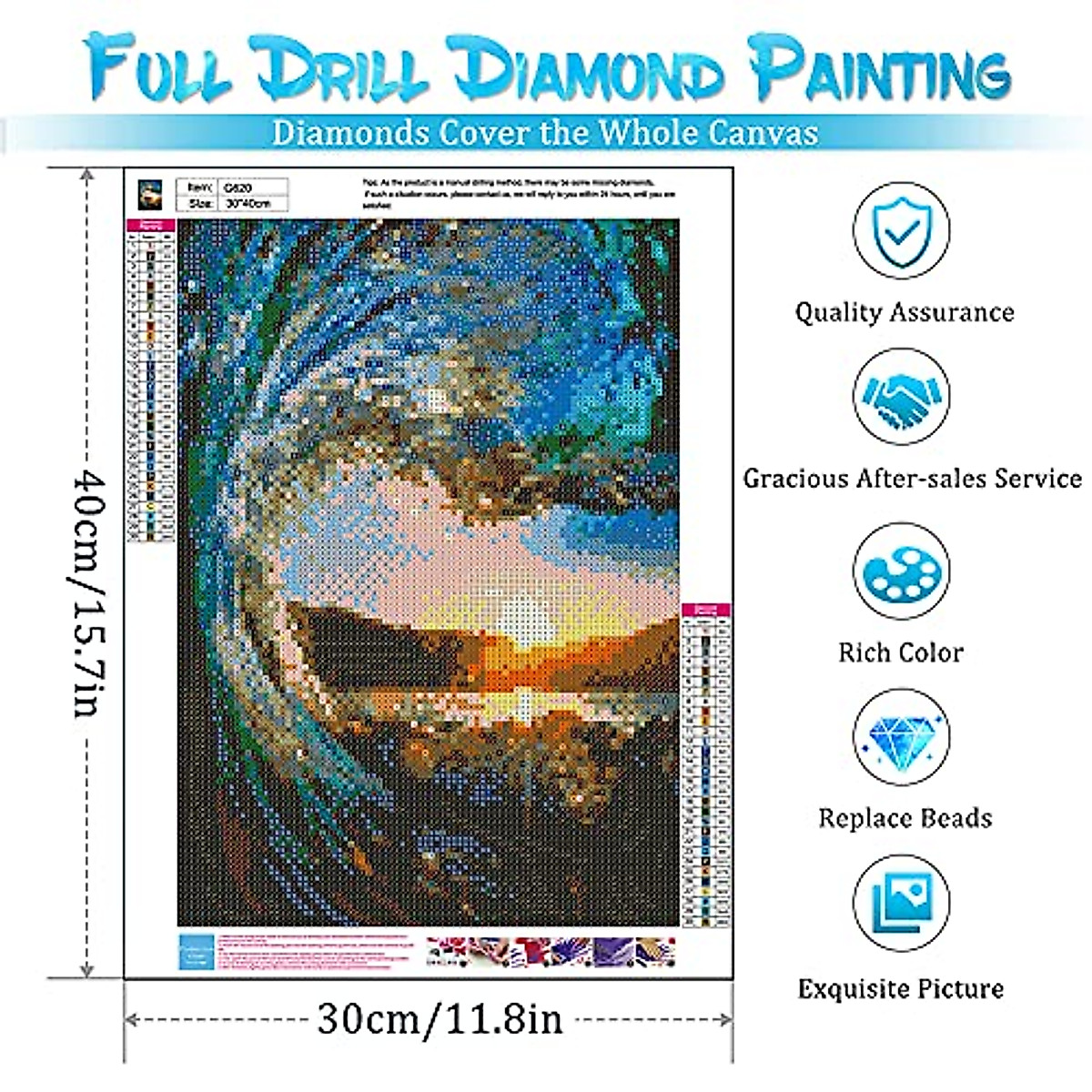 6 Pack Diamond Painting Kits, 5D Diamond Art Kits for Adults Full Drill Diamond Paintings Kit Crafts for Adults Kids Beginners, DIY Beach Diamond Painting Packs Gem Art Home Wall Decor 11.8x15.7inch