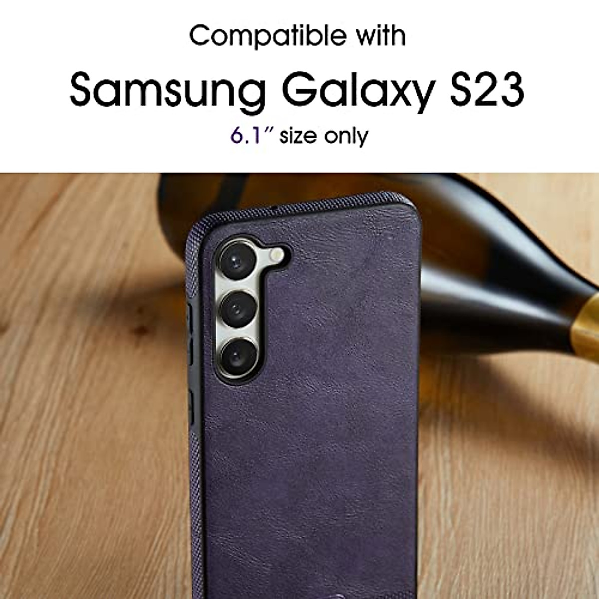 Casus Designed for Samsung Galaxy S23 Case Vegan Leather Slim Classic Luxury Elegant Thin Protective Cover (2023) 6.1" - Purple