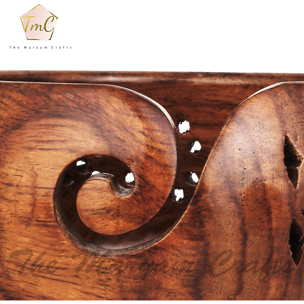 Personalized Rosewood Wooden Storage Yarn Bowl, Bowl Holder & Dispenser for Tangle-Free Yarn Perfect Large Knitting & Crochet Bowl - Personalized Gift (Personalized, Small - 6" Dia x 3" Height)